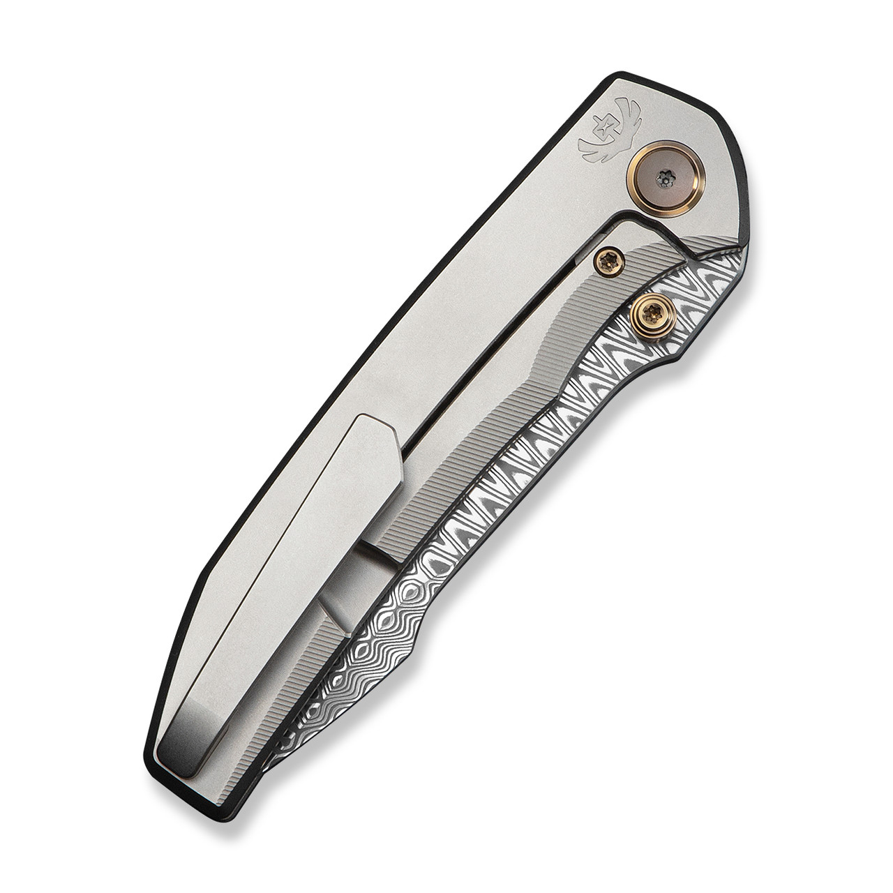 WE Ryson Folding Knife Gray Titanium Handle Damasteel Plain Edge ...
