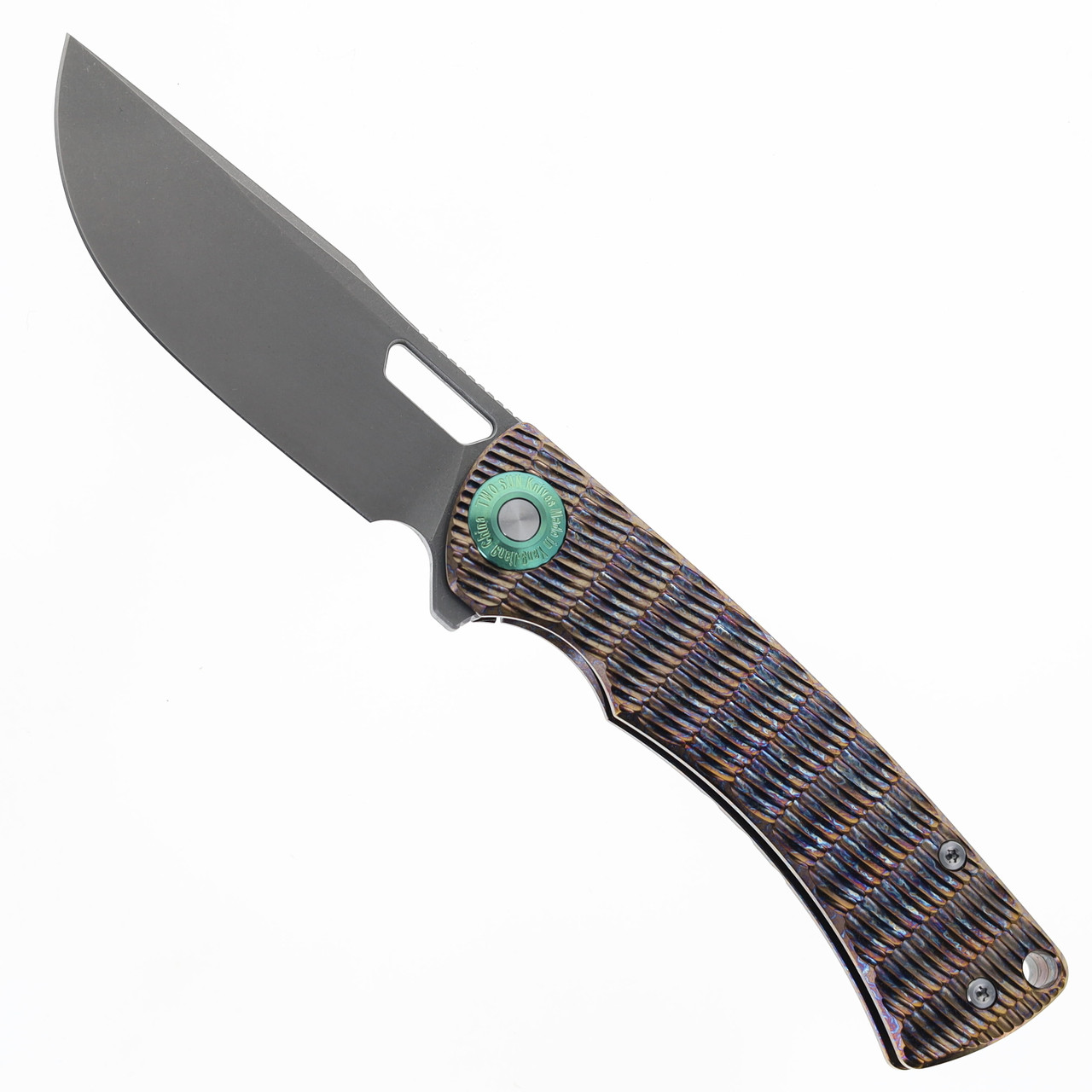 TwoSun Folding Knife Yellow Color Titanium Handle YJ01-V1 Plain Edge ...