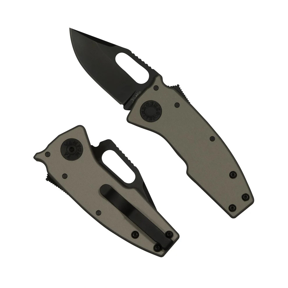 Demko Nano Shark Folding Knife Artillery Grey Aluminum Handle DLC Clip ...