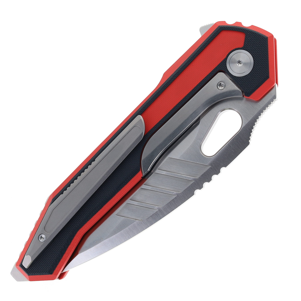PMP Paragon Folding Knife Red/Black G10 Handle Stonewashed D2 Blade