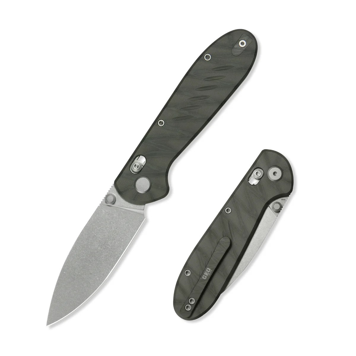 Geo Frost Folding Knife Tiger Stripe Pattern Titanium Handle M390 Drop ...