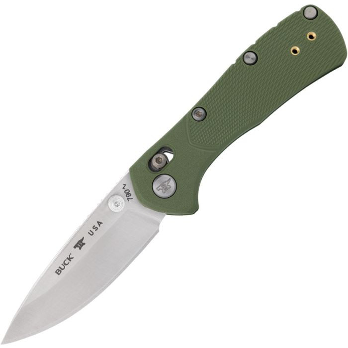 Buck Mini Range Pro Folding Knife Green GFN Handle 154CM Drop Point ...