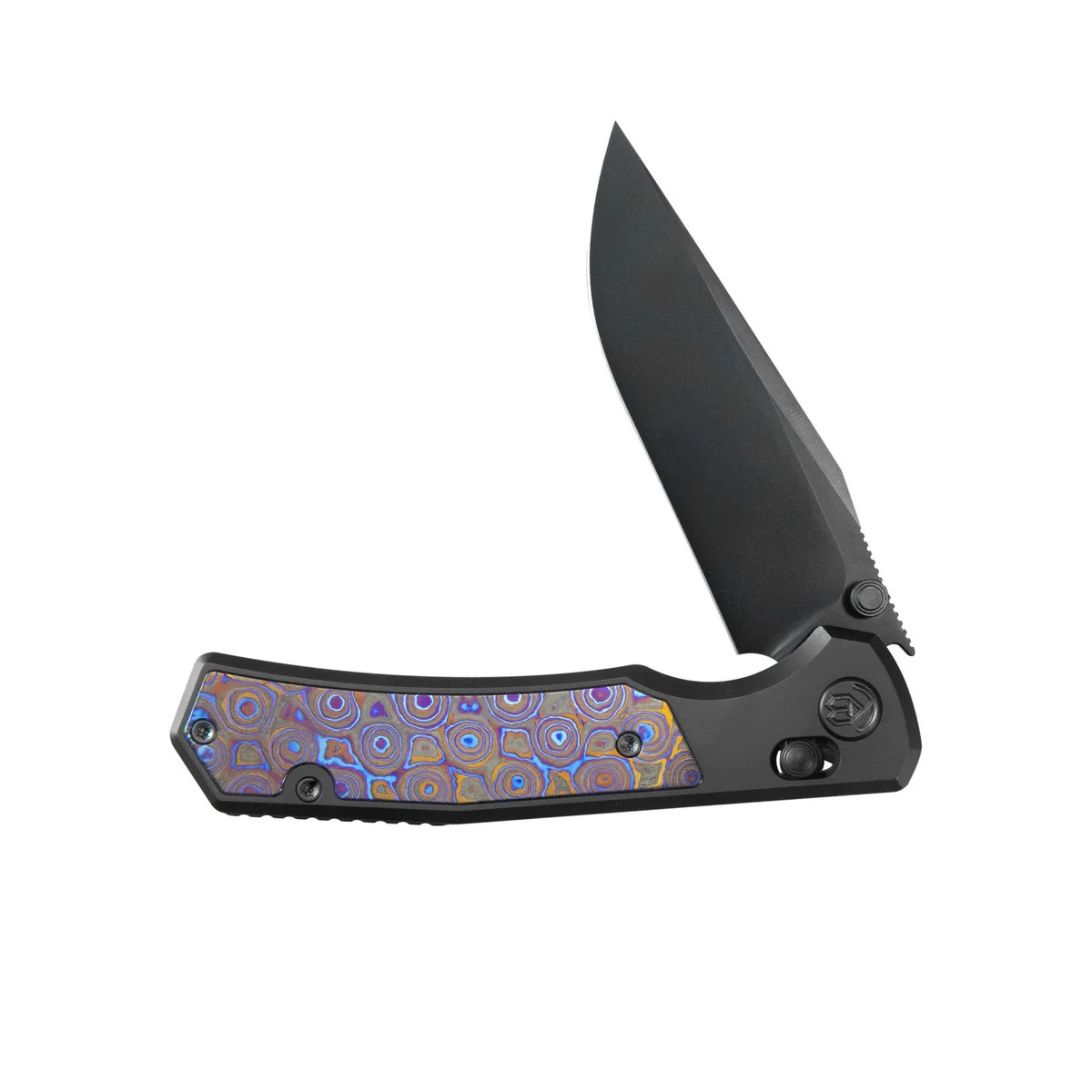 KB Knives Folding Knife DLC Titanium with Zircuti Inlay Handle M390 ...