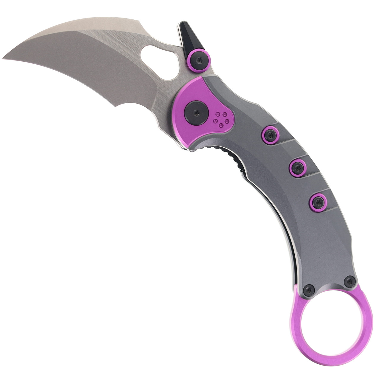 Maxace Blacklight Karambit Folding Knife Grey-Purple Aluminum Handle ...