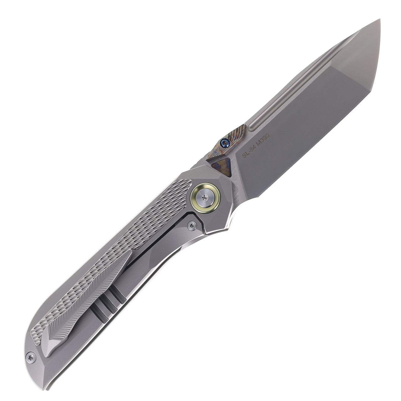 SixLeaf SL-84 Folding Knife Titanium Handle w/ Timascus Inlay M390 Blade