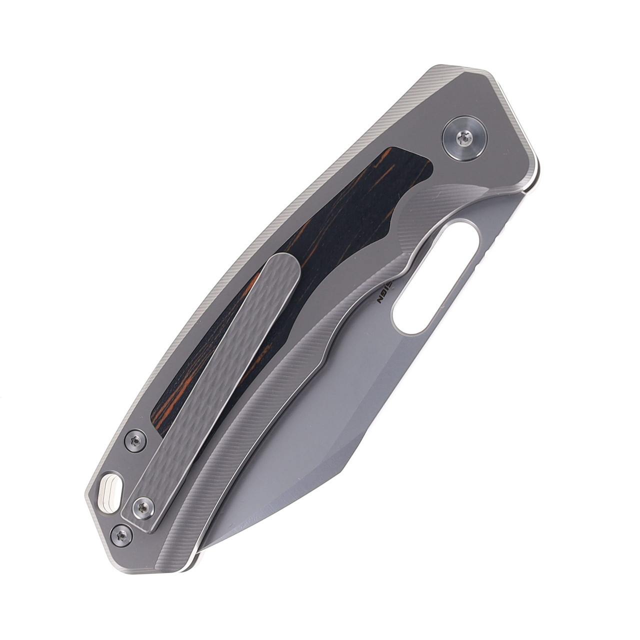 SixLeaf SL-76 Folding Knife Titanium Handle Gmascus Inlay Button Lock ...