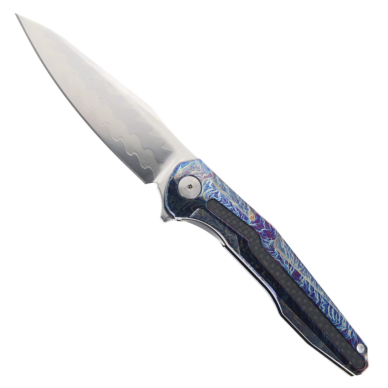 CH Wartex Folding Knife Flaming Titanium/Carbon Fiber Handle 7layers ...