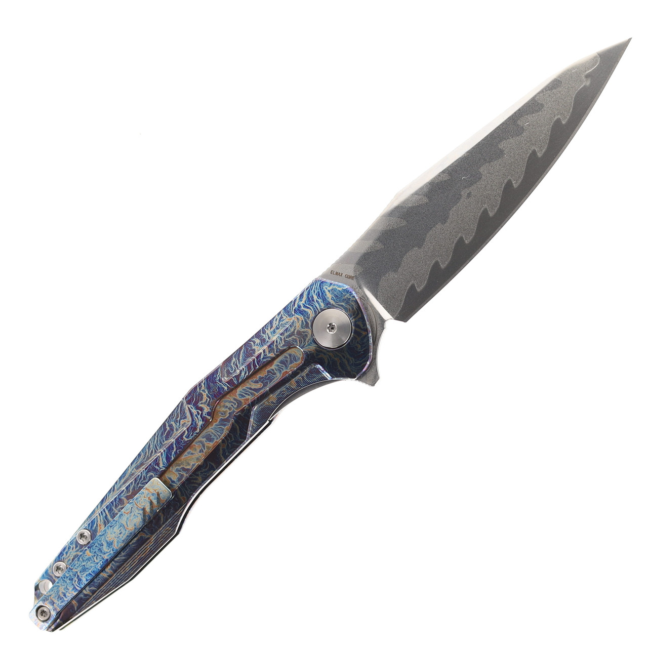 CH Wartex Folding Knife Flaming Titanium/Carbon Fiber Handle 7layers ...
