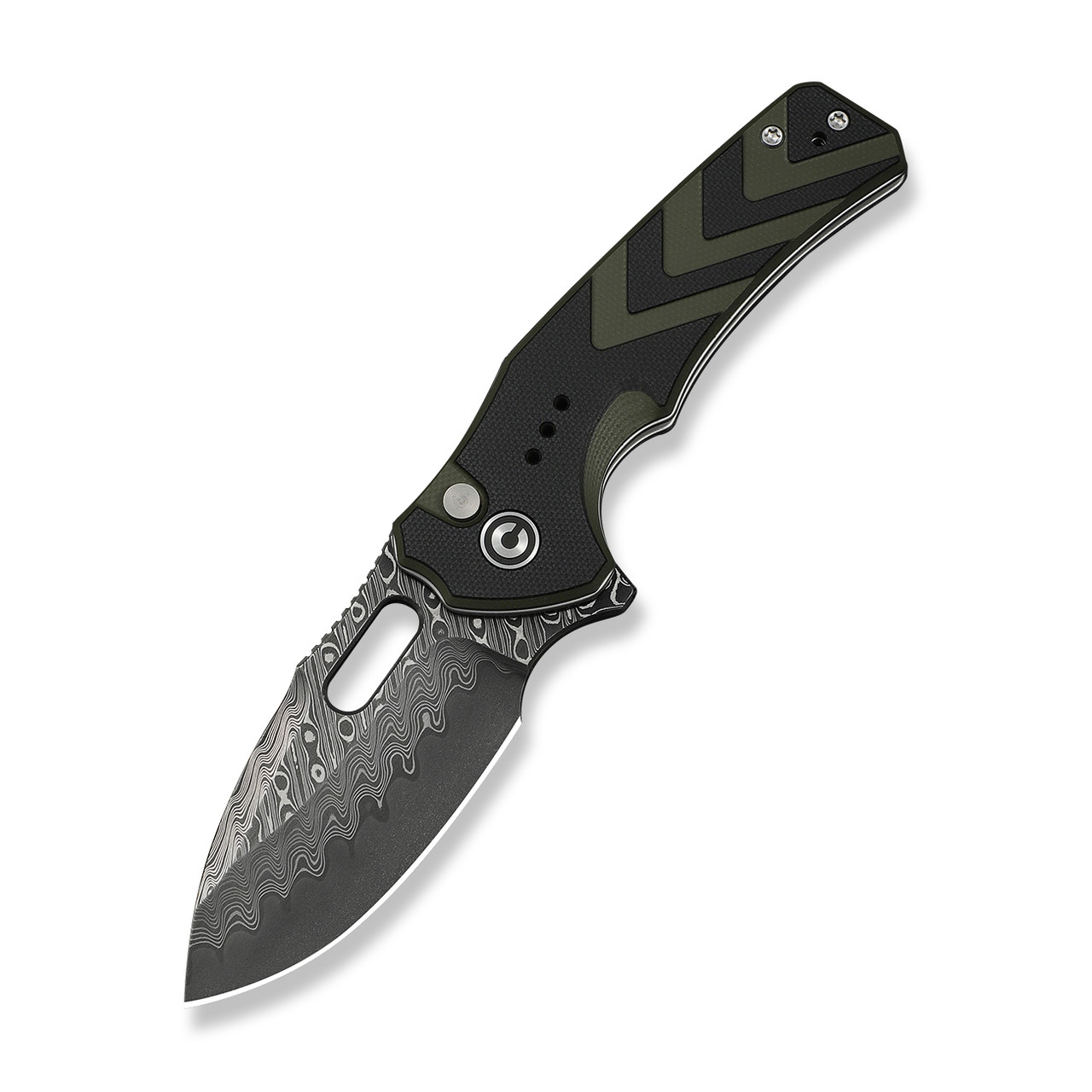 Civivi Vexron Folding Knife Milled Black/Green G10 Handle Damascus ...