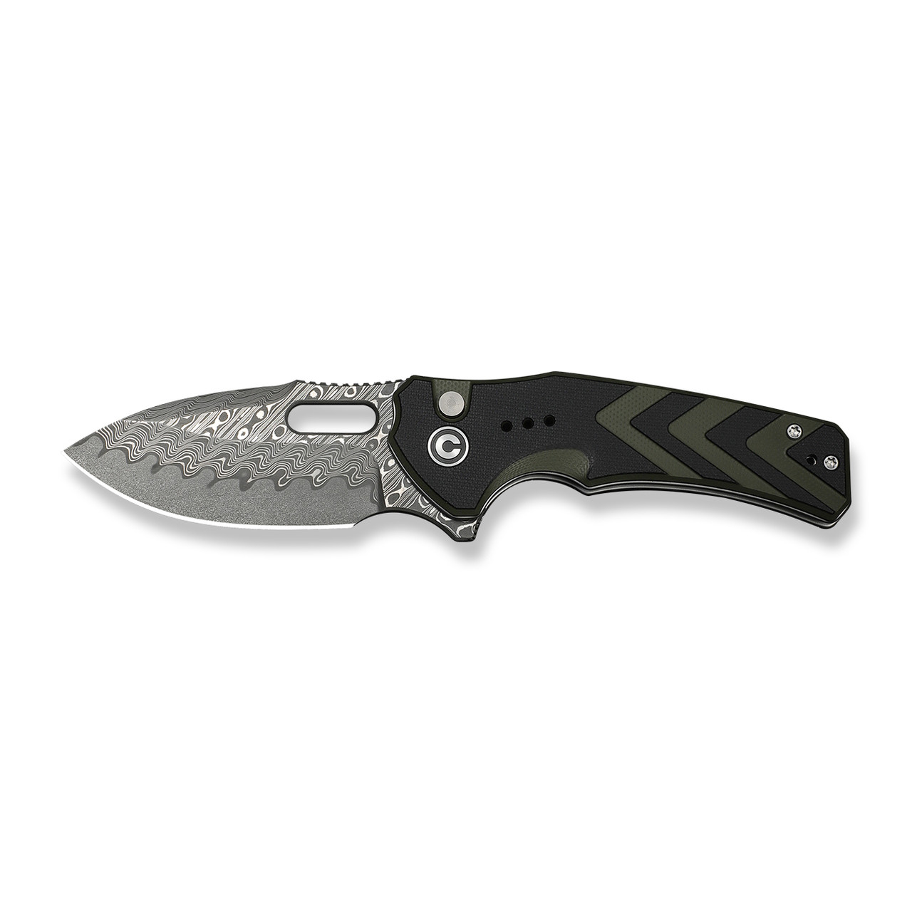 Civivi Vexron Folding Knife Milled Black/Green G10 Handle Damascus ...