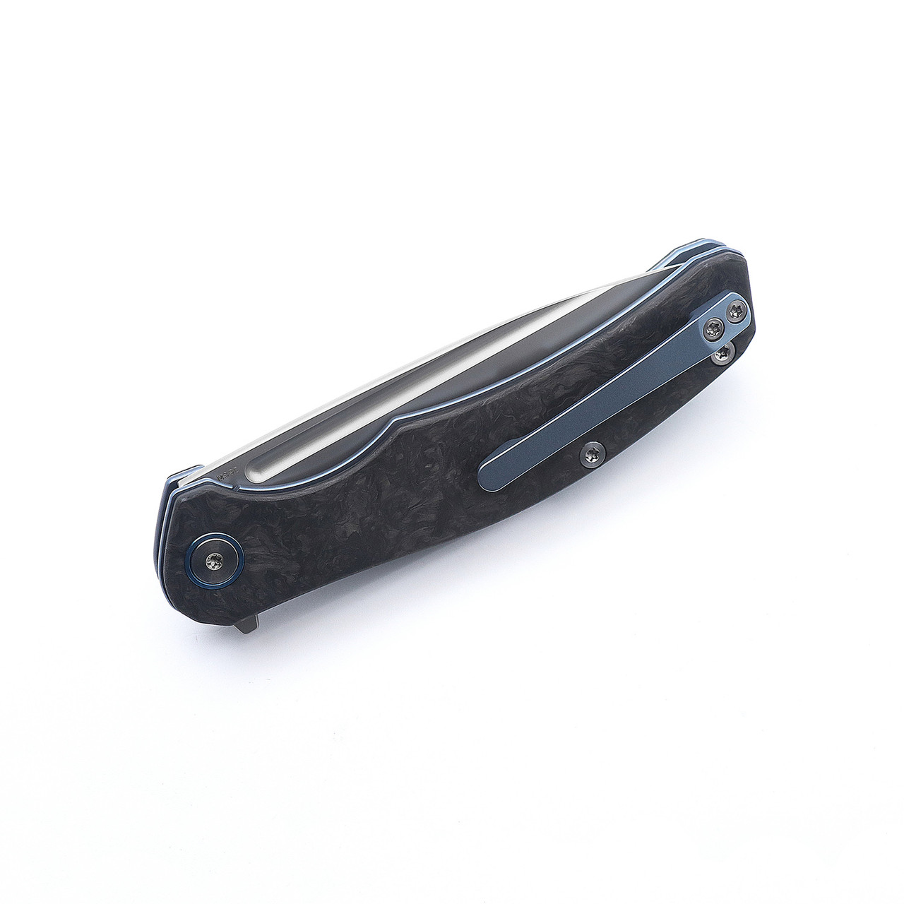 M Miguron Velona Folding Knife Carbon Fiber/Blue Titanium Handle M390 ...