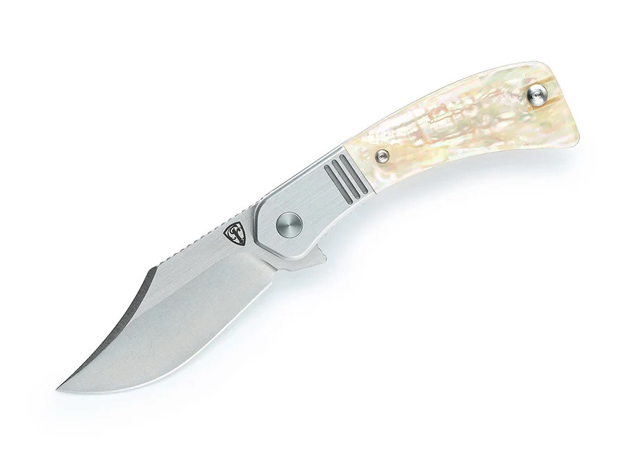 Finch Knives Snub Nose Folding Knife Mother of Pearl Handle 154CM Plain ...
