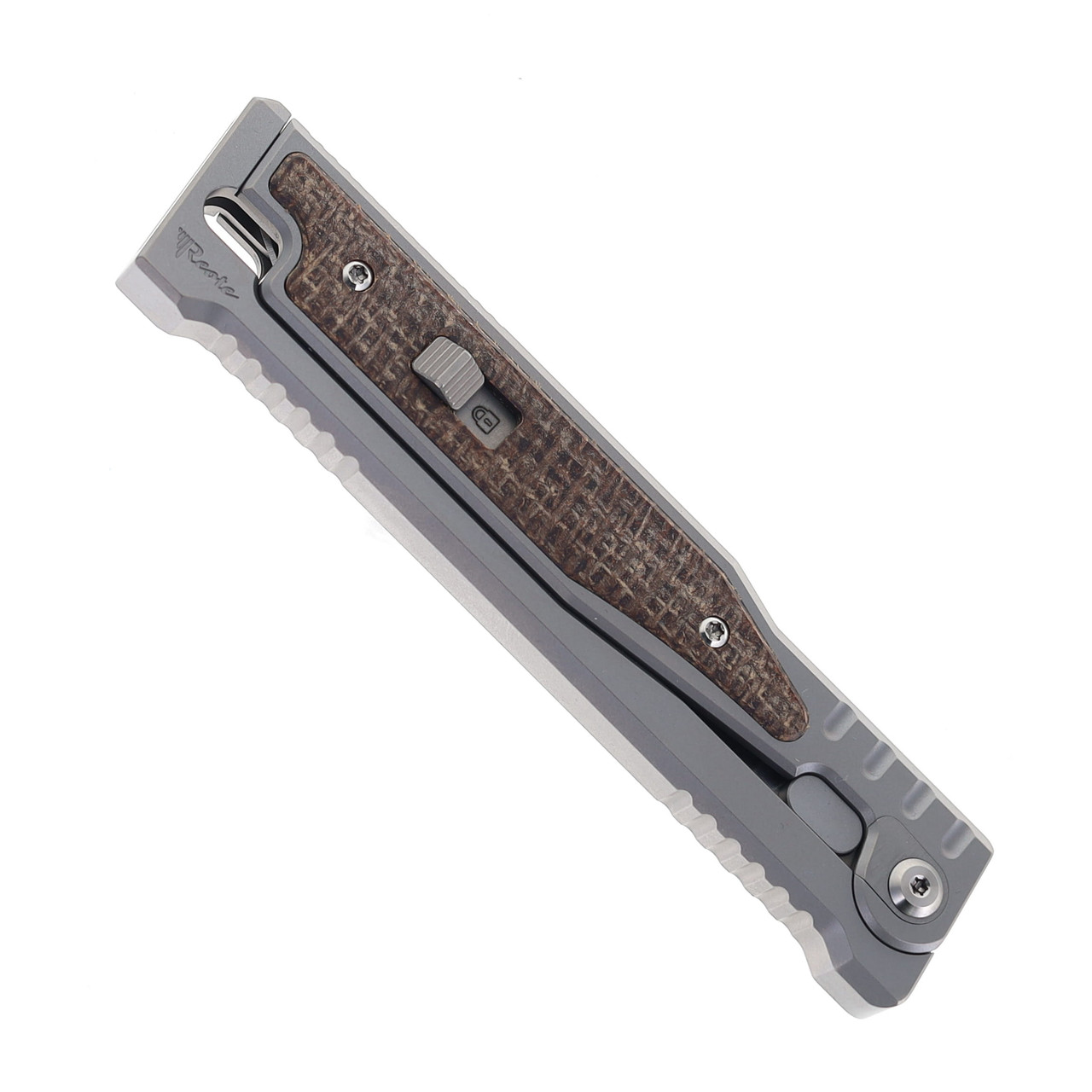 Reate OG EXO Knife Titanium w/ Burlap Micarta Double Edge Elmax Blade ...