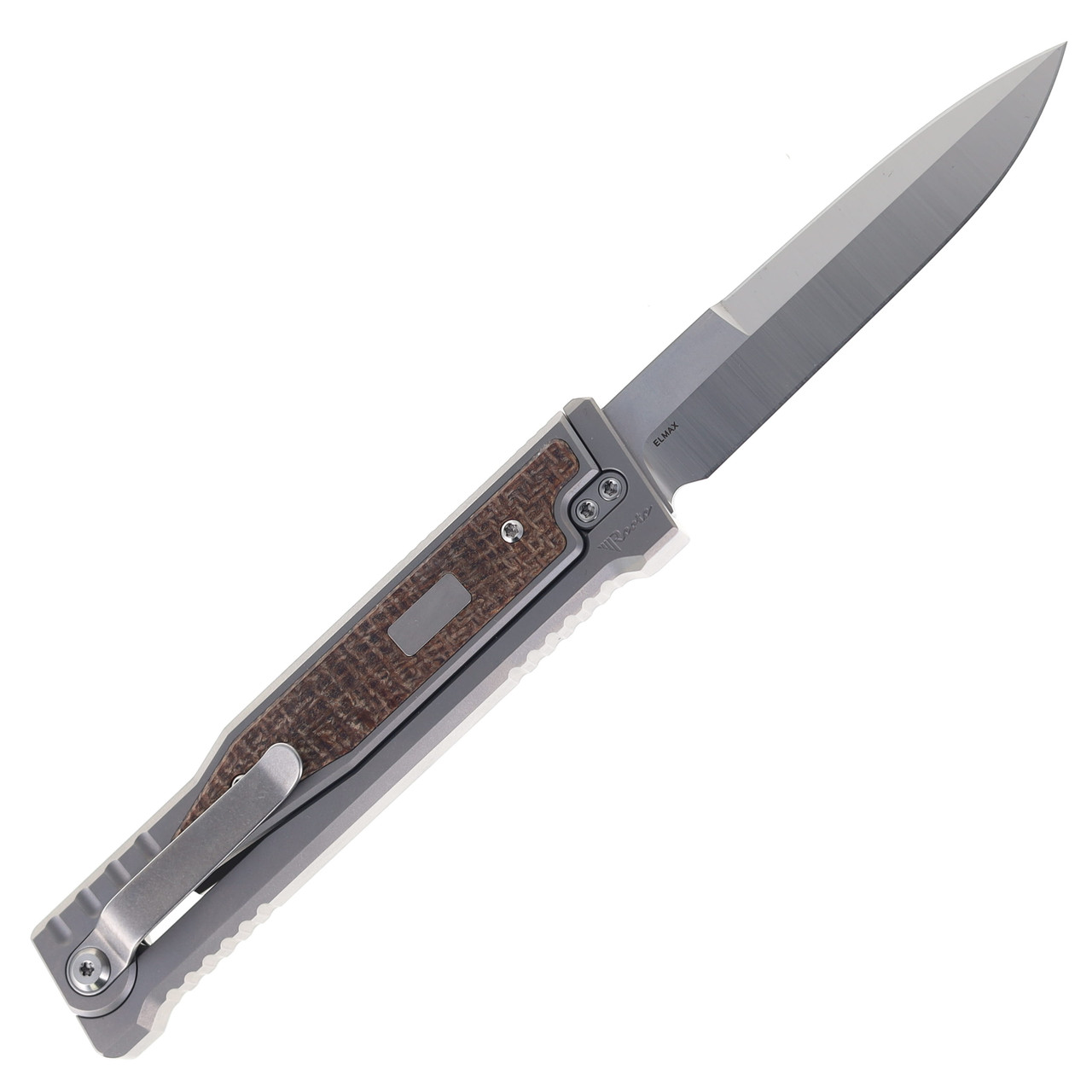 Reate OG EXO Knife Titanium w/ Burlap Micarta Double Edge Elmax Blade ...