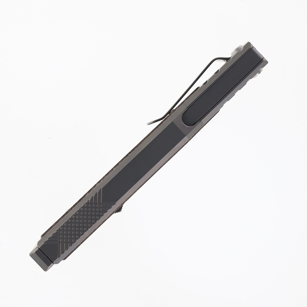 Reate OG EXO Knife Titanium w/ Burlap Micarta Double Edge Elmax Blade ...