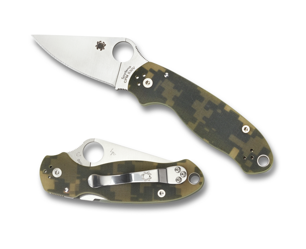 Spyderco Para 3 Knife Camo G10 Handle Plain CPM S30V Stainless Edge ...