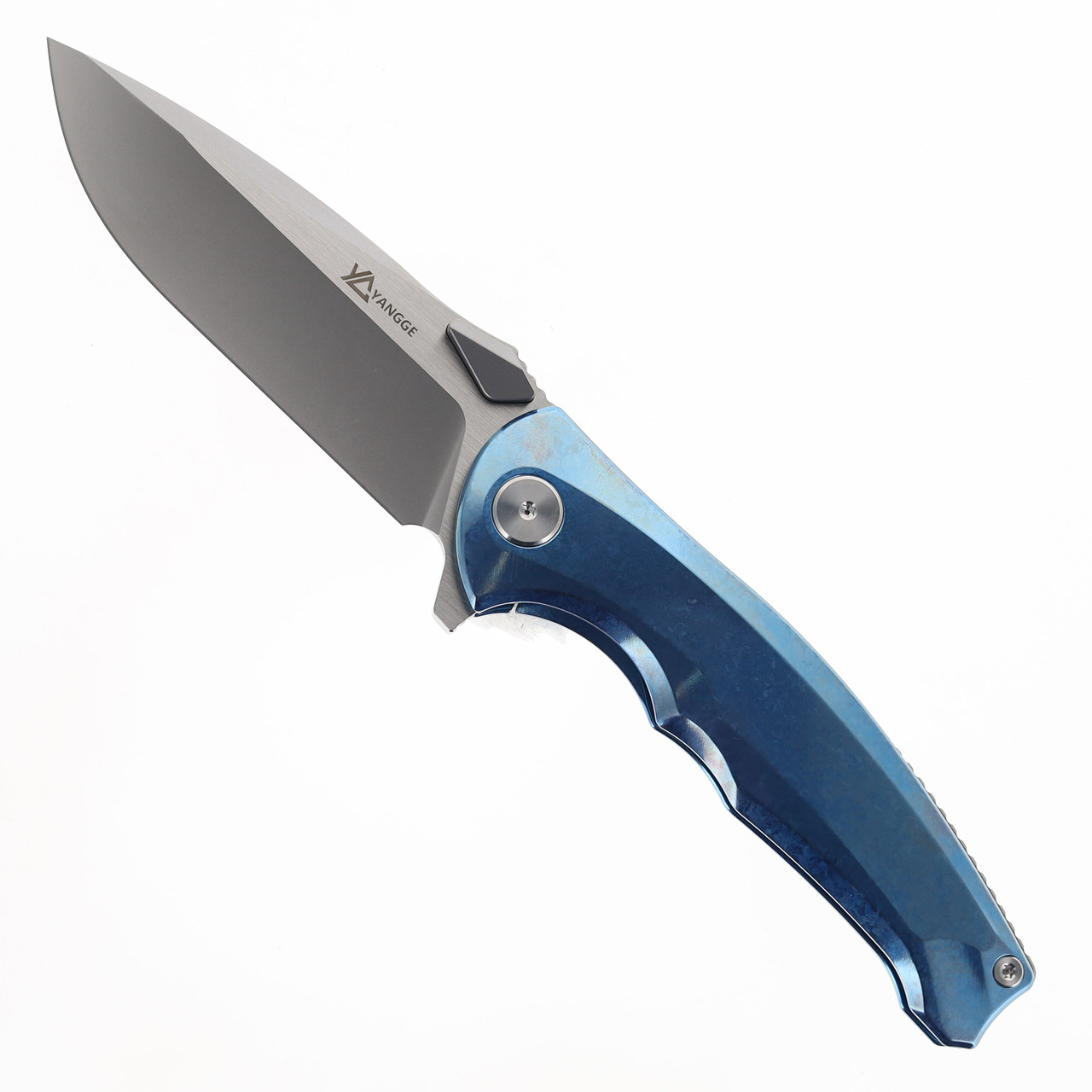 Yangge Folding Knife Blue Titanium Handle M390 Plain Edge YG004-BLUE ...