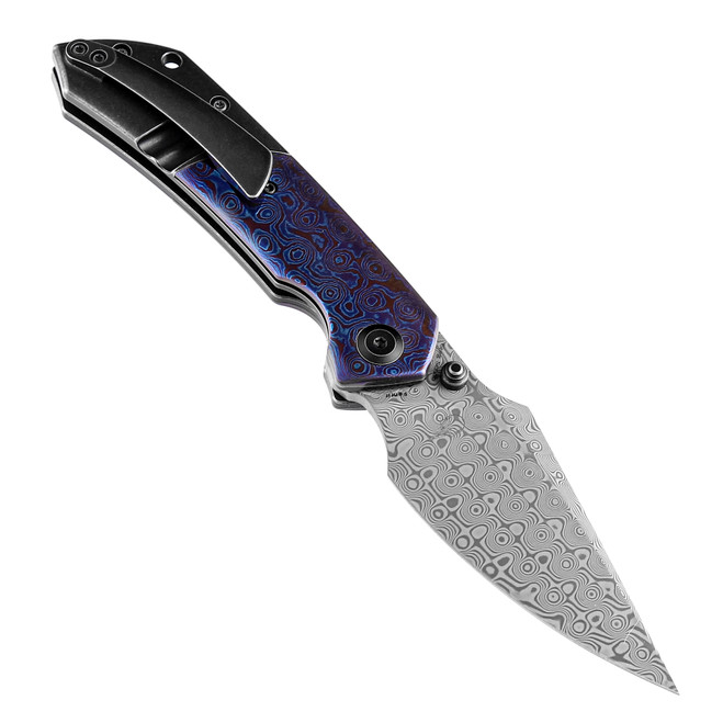 Kansept Fenrir Folding Knife Black Titanium/Timascus Handle Damascus ...