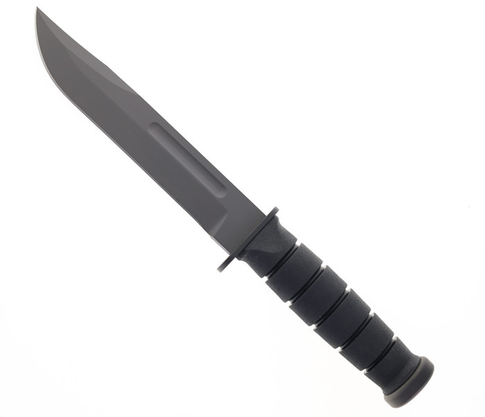 Spartan Ka-Bar Fixed Blade Knife Black Handle Magnacut Clip Point Plain Black Blade Kydex Sheath