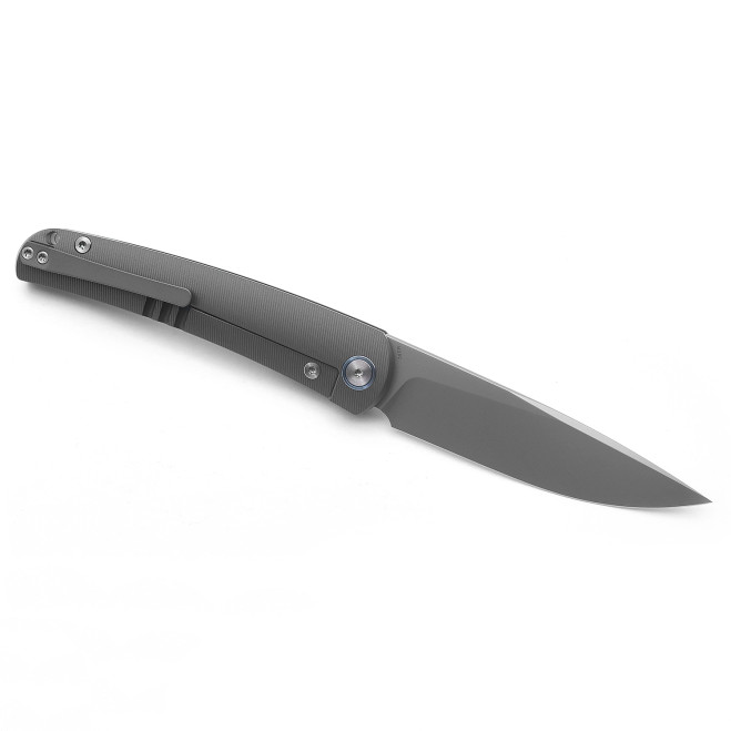 Miguron Akri Folding Knife Front Flipper Dark Gray Titanium Handle M390 ...