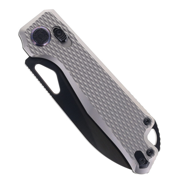 Kunwu Pulsar Xl Folding Knife Diamond Titanium Handle Elmax Plain Black
