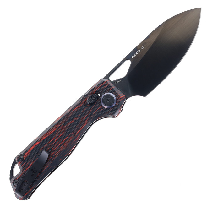 Kunwu Pulsar Xl Folding Knife Red G Mascus Handle Elmax Plain Edge