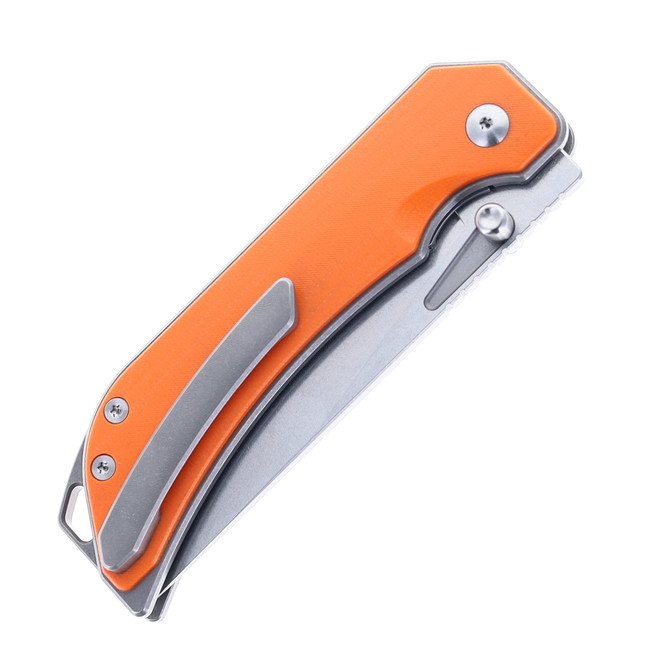 Two Sun Folding Knife Orange Titanium/G10 Handle 14C28N Plain Edge ...