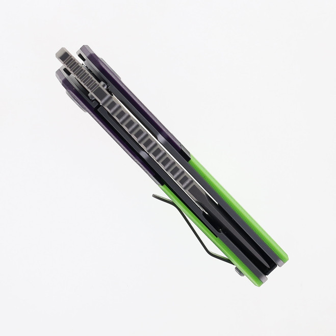 Maxace Capsul Pocket Knife Black & Green G10 Handle Front Flipper MMM27-2-B