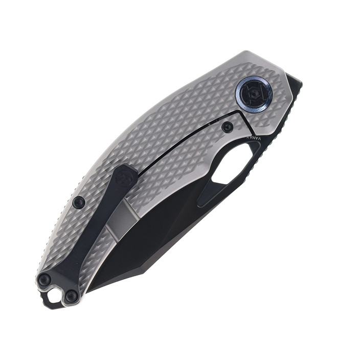 Kunwu Knives Padre Folding Knife Reverse Tux Diamond Textured Titanium