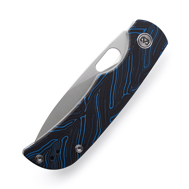 Miguron Moyarl Folding Knife Blue Damascus G10 Handle 14C28N Drop Point ...