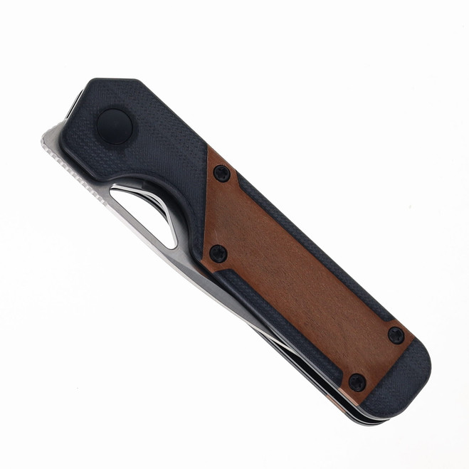 Kizer Mini Militaw Folding Knife G10/Mkuruti Wood Handle Nitro-V Plain ...
