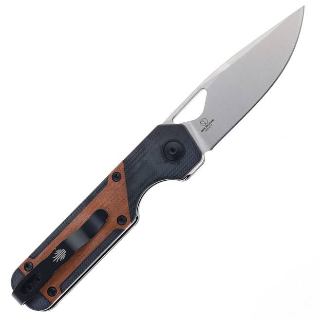 Kizer Mini Militaw Folding Knife G10/Mkuruti Wood Handle Nitro-V Plain ...