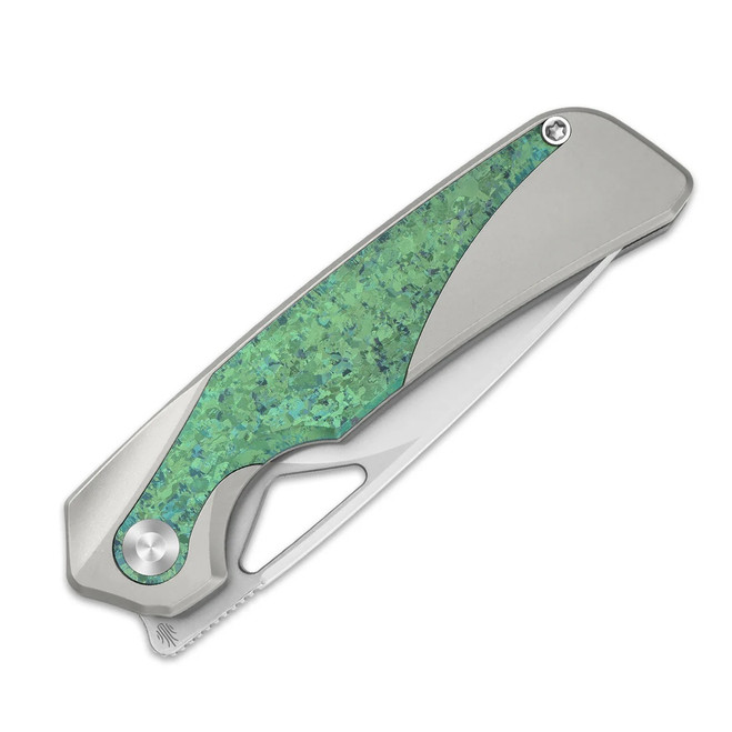 Kizer Topsail Folding Knife Green Titanium/Crystallized Titanium Handle ...