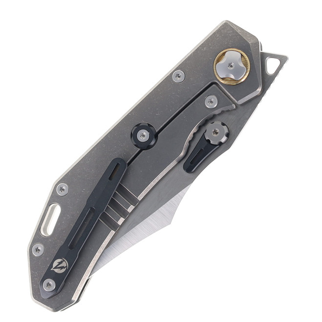 Meteor Knives Hurricane Folding Knife Gray Titanium Handle M390 Blade LX03A