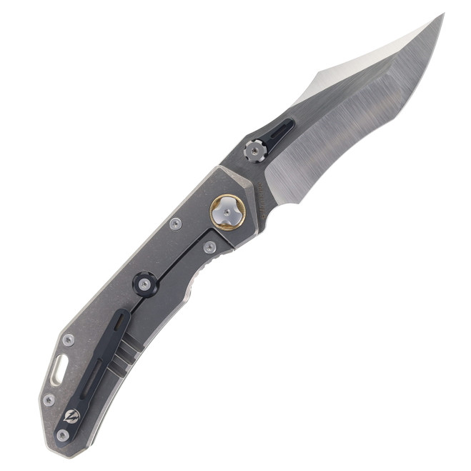 Meteor Knives Hurricane Folding Knife Gray Titanium Handle M390 Blade LX03A