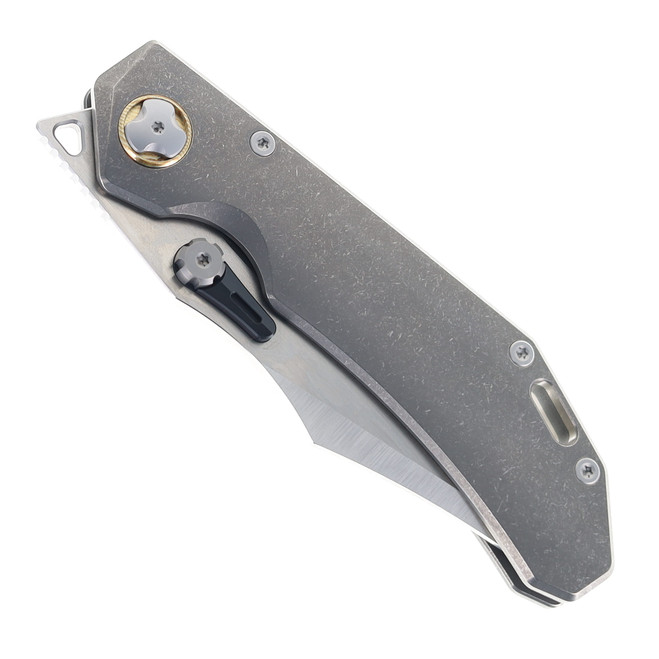 Meteor Knives Hurricane Folding Knife Gray Titanium Handle M390 Blade LX03A