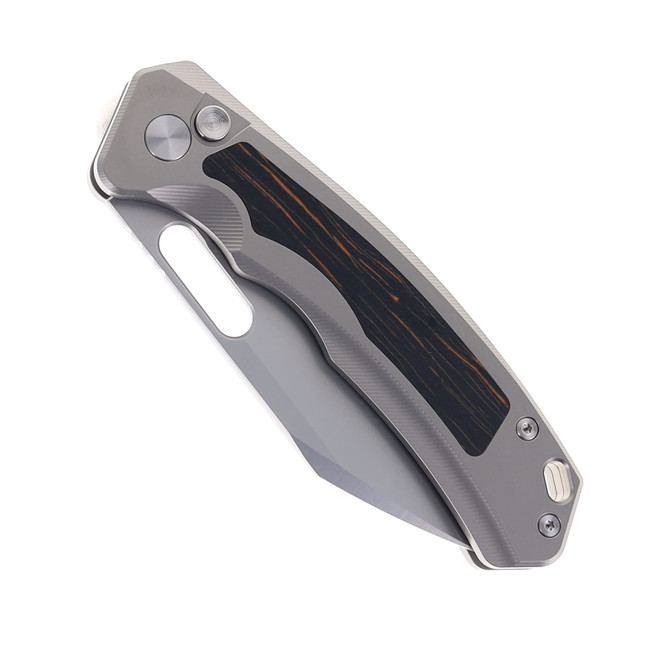 SixLeaf SL-76 Folding Knife Titanium Handle Gmascus Inlay Button Lock ...