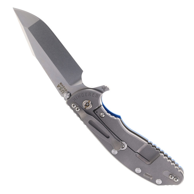 Hinderer Knives XM-24 Harpoon Spanto Blade Folding Knife Blue G10 ...