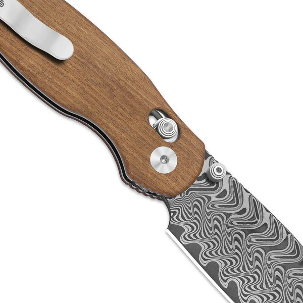 Kizer Phoca CD Folding Knife Mkuruti Wood Handle Damascus Drop Point ...