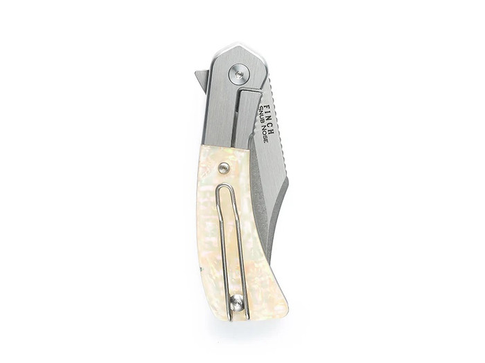 Finch Knives Snub Nose Folding Knife Mother of Pearl Handle 154CM Plain ...