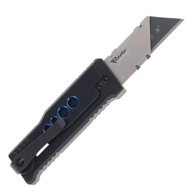 Reate Exo-U Utility Knife Black Aluminum Handle with Blue Speed Hole ...