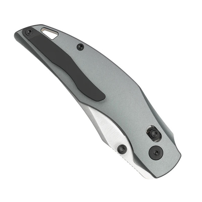 Molsect Shuttle Folding Knife Grey Aluminum Handle 14C28N Clip Point ...