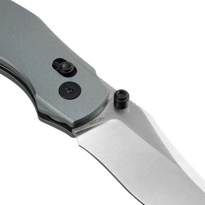 Molsect Shuttle Folding Knife Grey Aluminum Handle 14C28N Clip Point ...