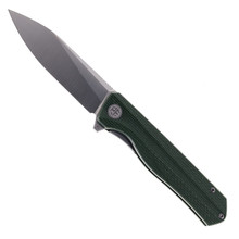Petrified Fish Folding Knife Green Micarta Handle D2 Plain Edge Satin ...