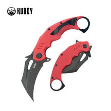 Kubey Wrath Folding Knife Red G10 Handle 14C28N Karambit Plain Edge ...