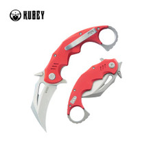 Kubey Mini Wrath Folding Knife Red G10 Handle 14C28N Karambit Plain ...