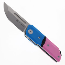 Maxace Capsul Pocket Knife Pink & Blue G10 Handle Front Flipper MMM27-2-C