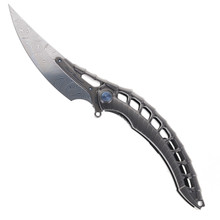 Rike Alien 4 Folding Knife Titanium Handle Damascus Blade and Titanium ...