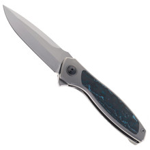 Maxace Perseus Folding Knife Grey Titanium Handle Blue Carbon Fiber ...