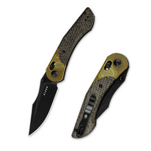 Kizer Mini Mystic Folding Knife Black/Yellow Burlap Micarta/PEI Handle ...